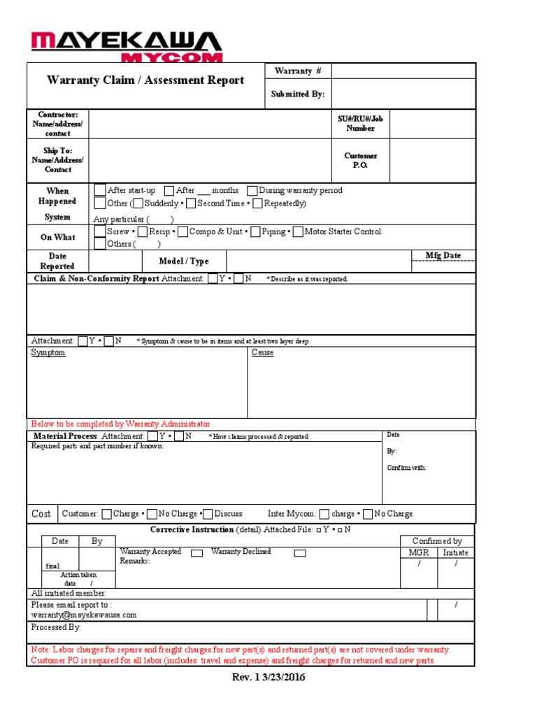 Warranty Claim / Assessment Report | Download Free PDF | Business