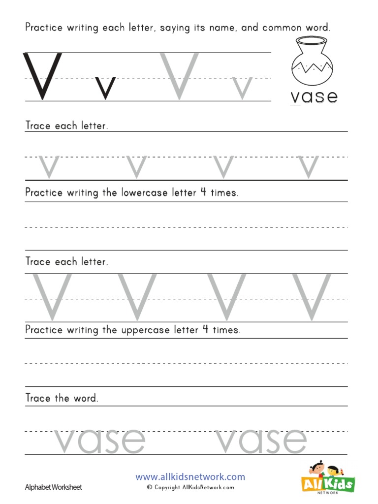 Printing Letter V Worksheet | PDF