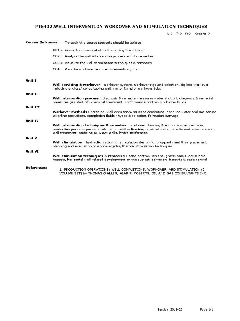 Well Intervention Workover and Stimulation Techniques | PDF