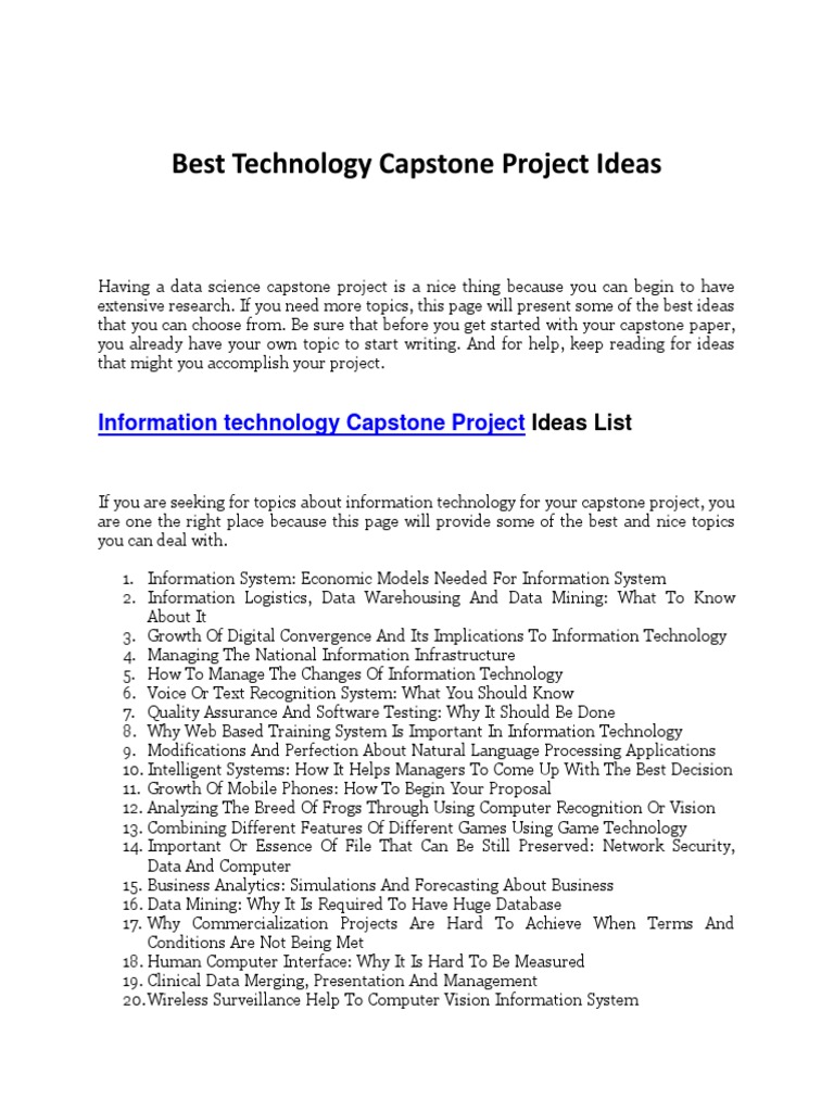 Best Technology Capstone Project Ideas PDF | PDF | Computer Security ...