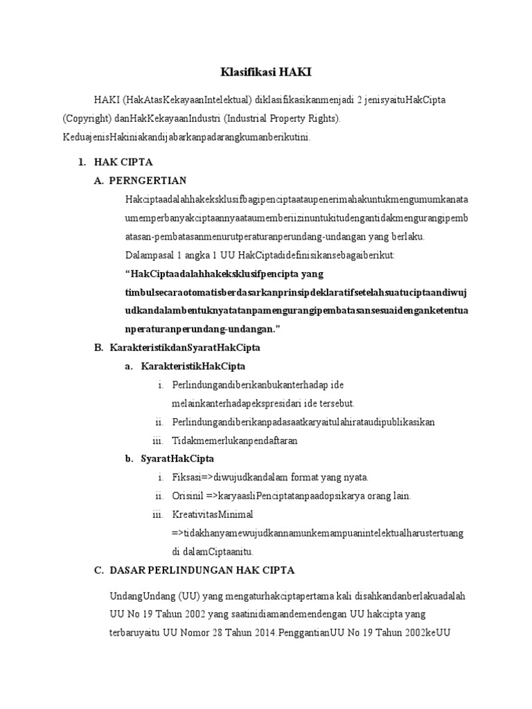 Klasifikasi HAKI | PDF