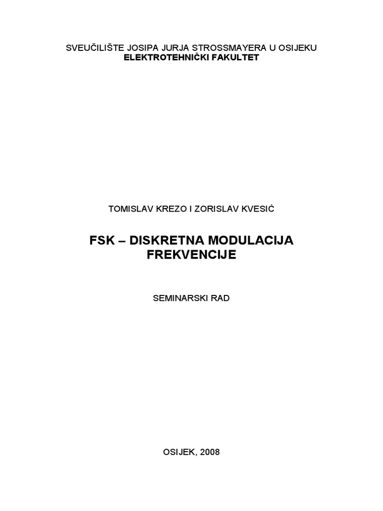 FSK - Diskretna Modulacija Frekvencije | PDF