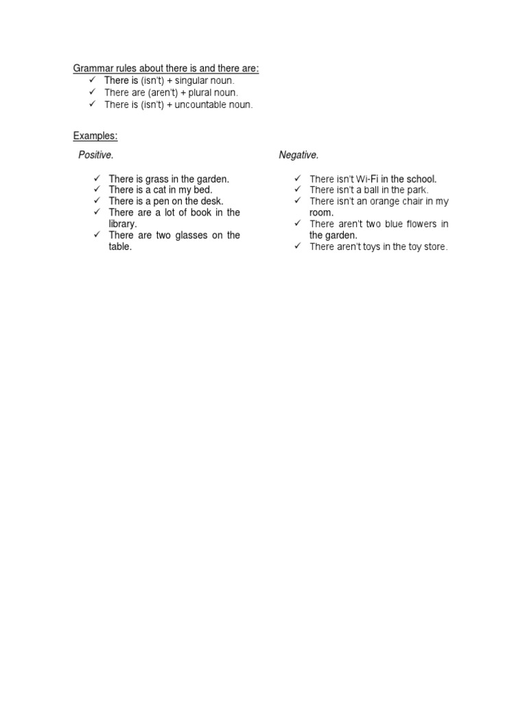 Rules for Using "There Is" and "There Are" | PDF