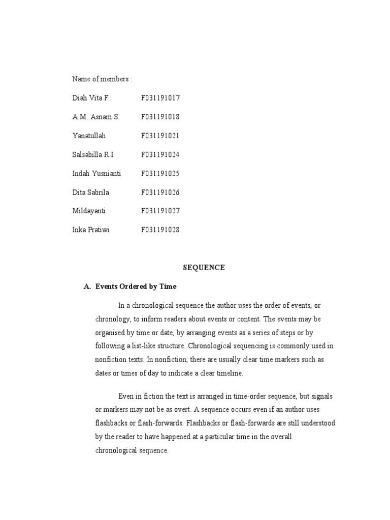 Sequence A. Events Ordered by Time | PDF | Semiotics | Linguistics
