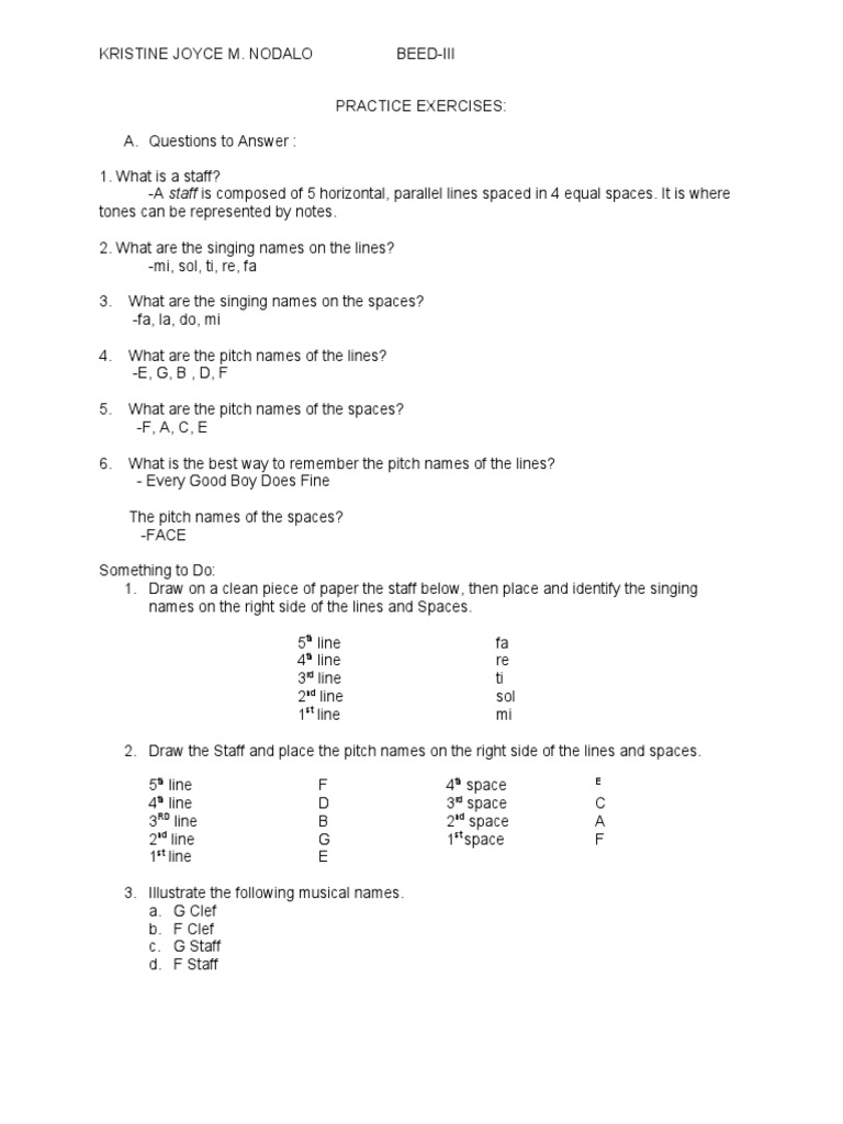 Staff, Pitch Names, Scales, Intervals | PDF | Scale (Music) | Pitch (Music)