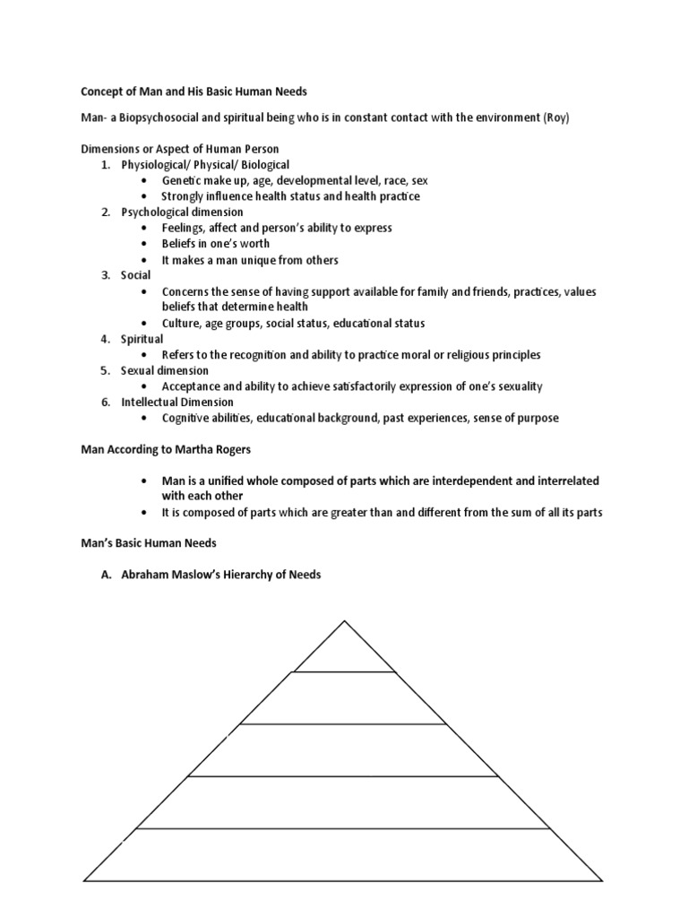 Concept of Man and His Basic Human Needs 2 | PDF | Preventive ...