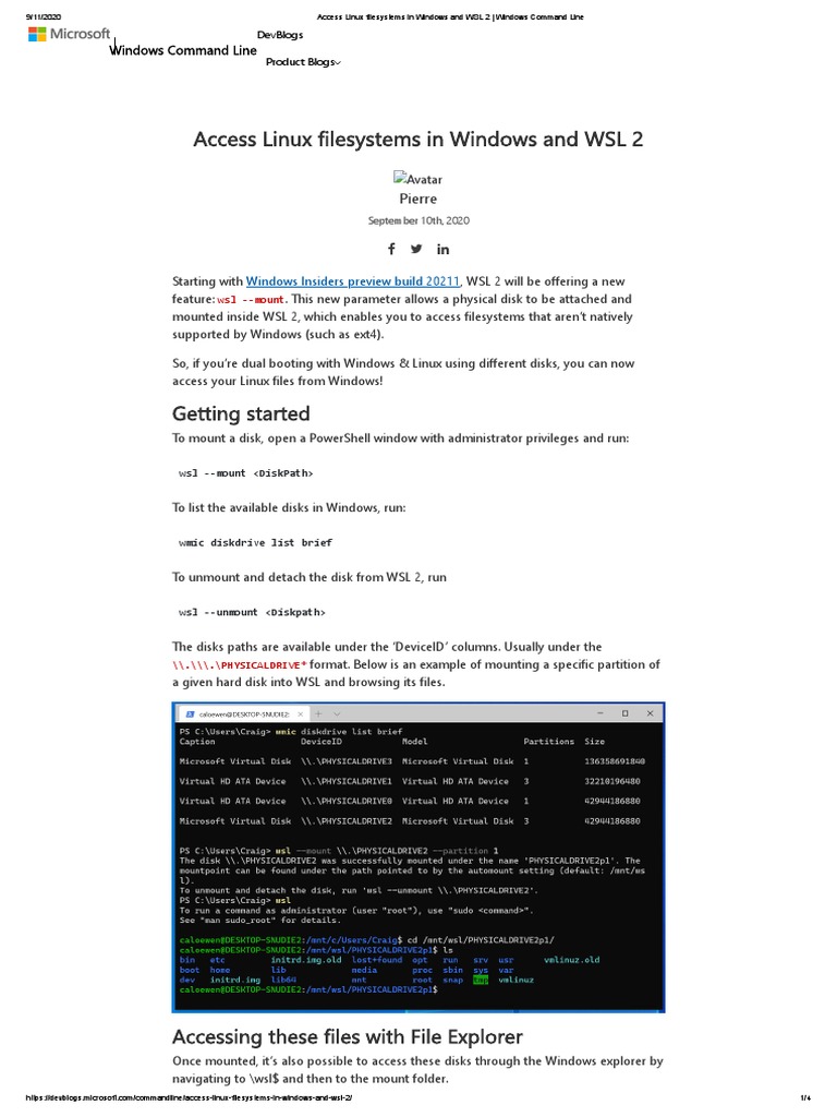 Access Linux Filesystems in Windows and WSL 2 - Windows Command Line | PDF | File System ...