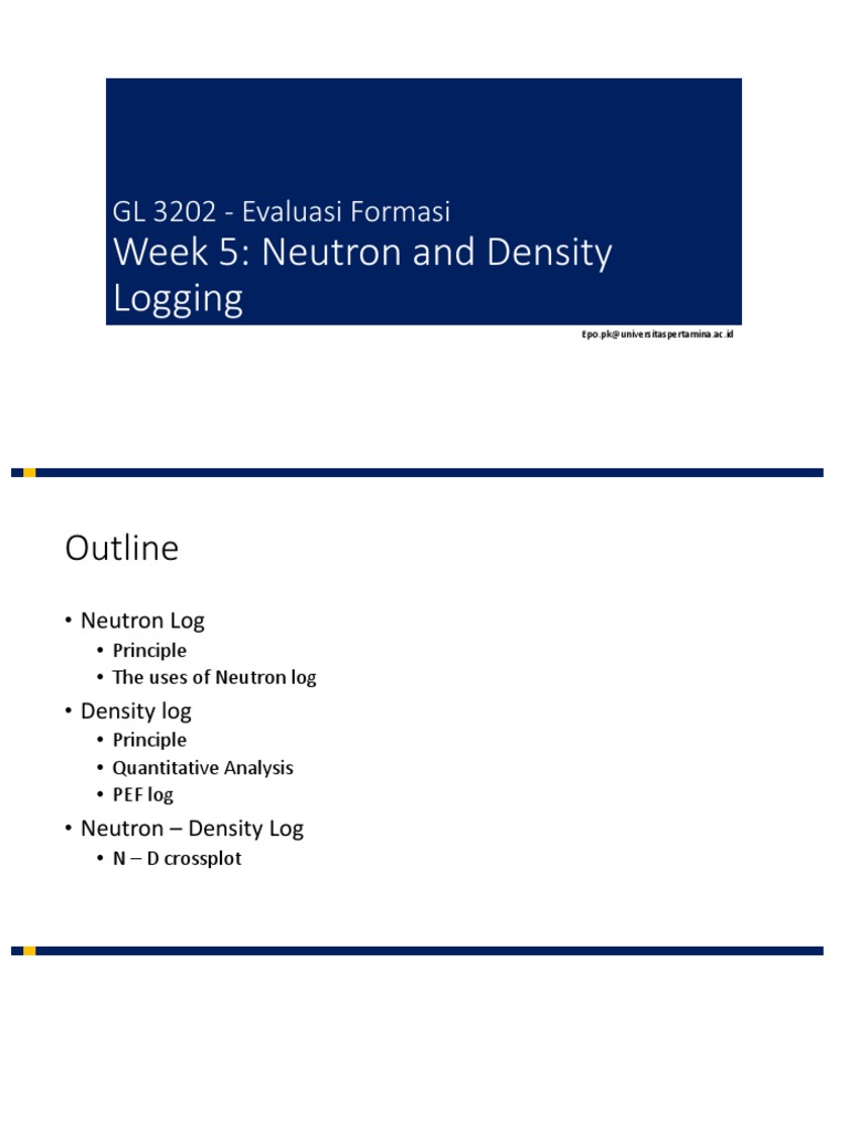 Neutron and Density Logging | PDF | Neutron | Gamma Ray