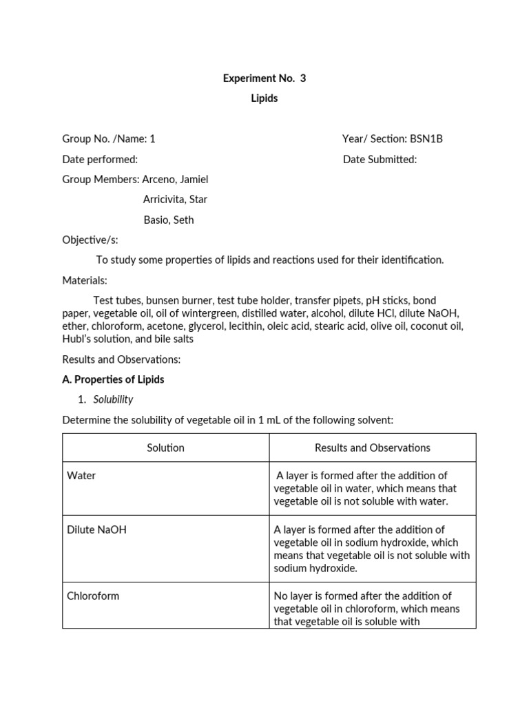 Experiment 3 Group 1 | PDF | Emulsion | Chemical Substances