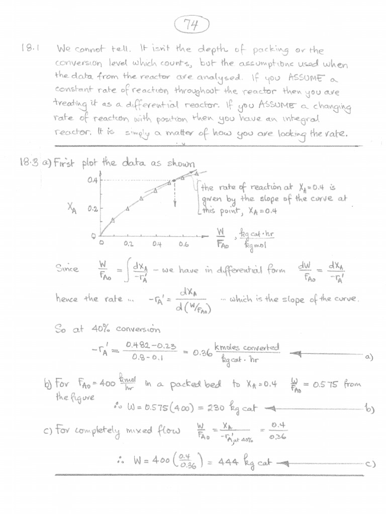 ch18 Solutions Levenspiel, Third Edition | PDF