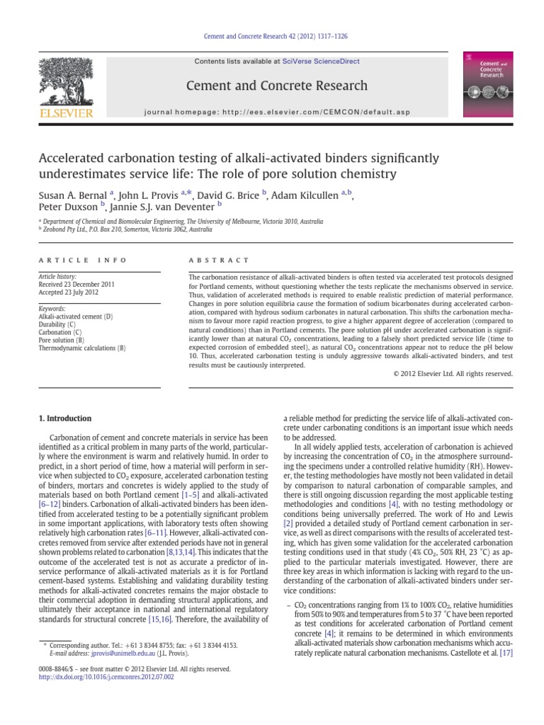 Cement and Concrete Research | PDF | Carbon Dioxide | Concrete
