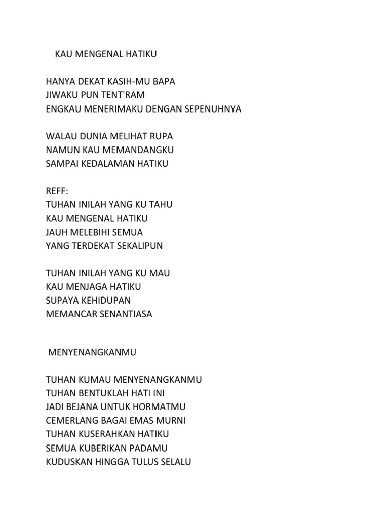 Kau Mengenal Hatiku | PDF | Agama & Spiritualitas | Puisi