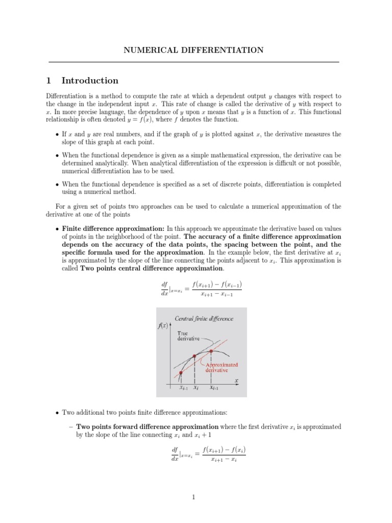Numerical Differentiation | PDF | Finite Difference | Derivative