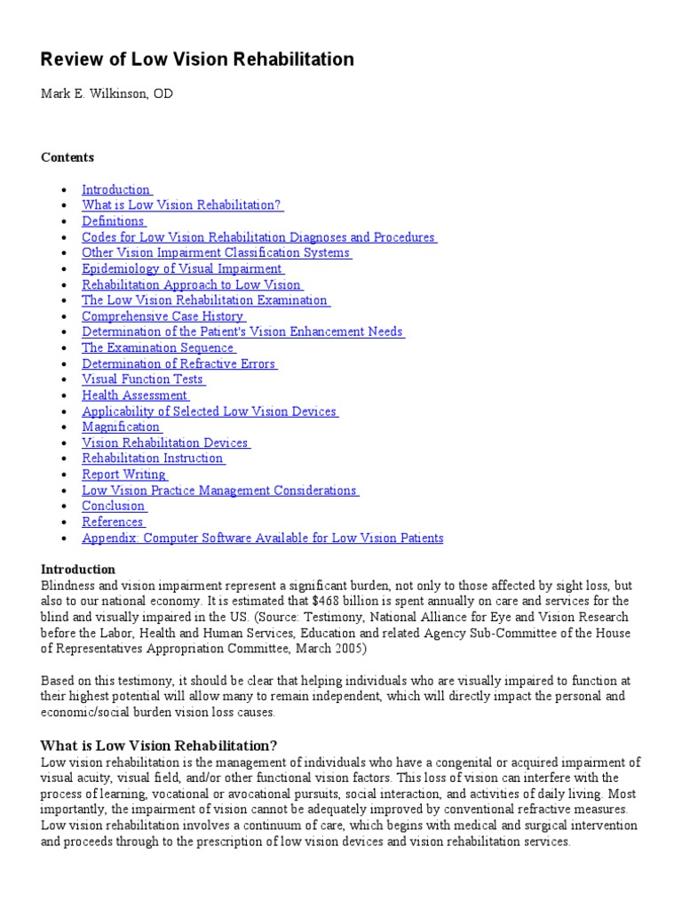 Review of Low Vision Rehabilitation | PDF | Visual Impairment | Visual ...
