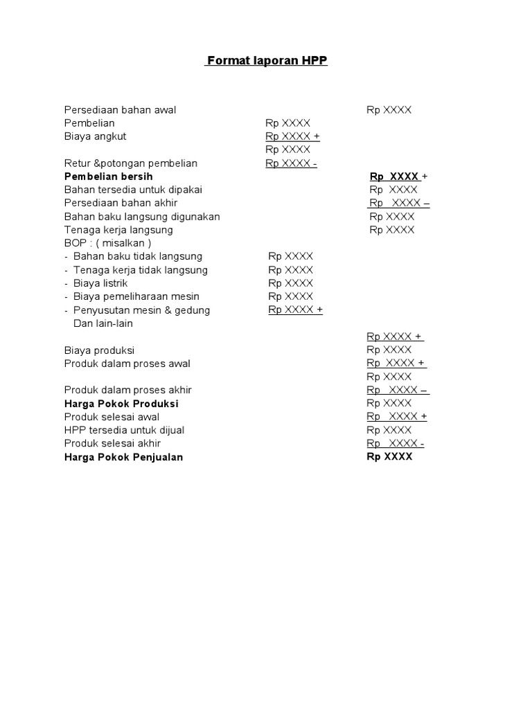 Format Laporan HPP | PDF
