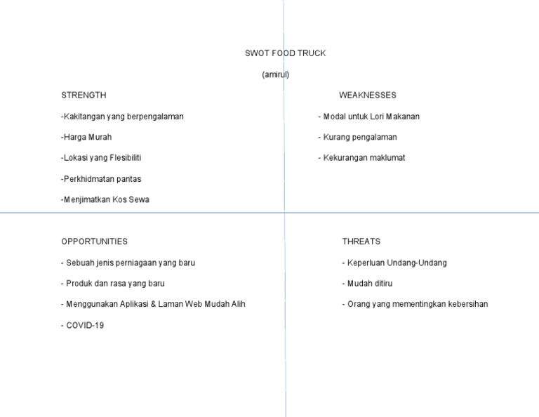 Swot Food Truck | PDF