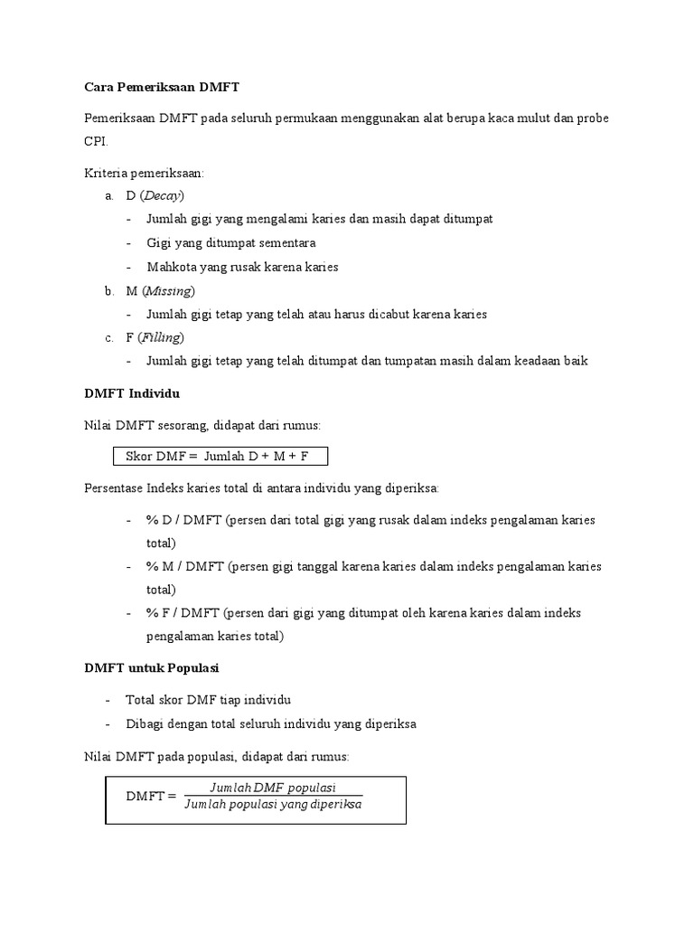 Cara Pemeriksaan DMF | PDF