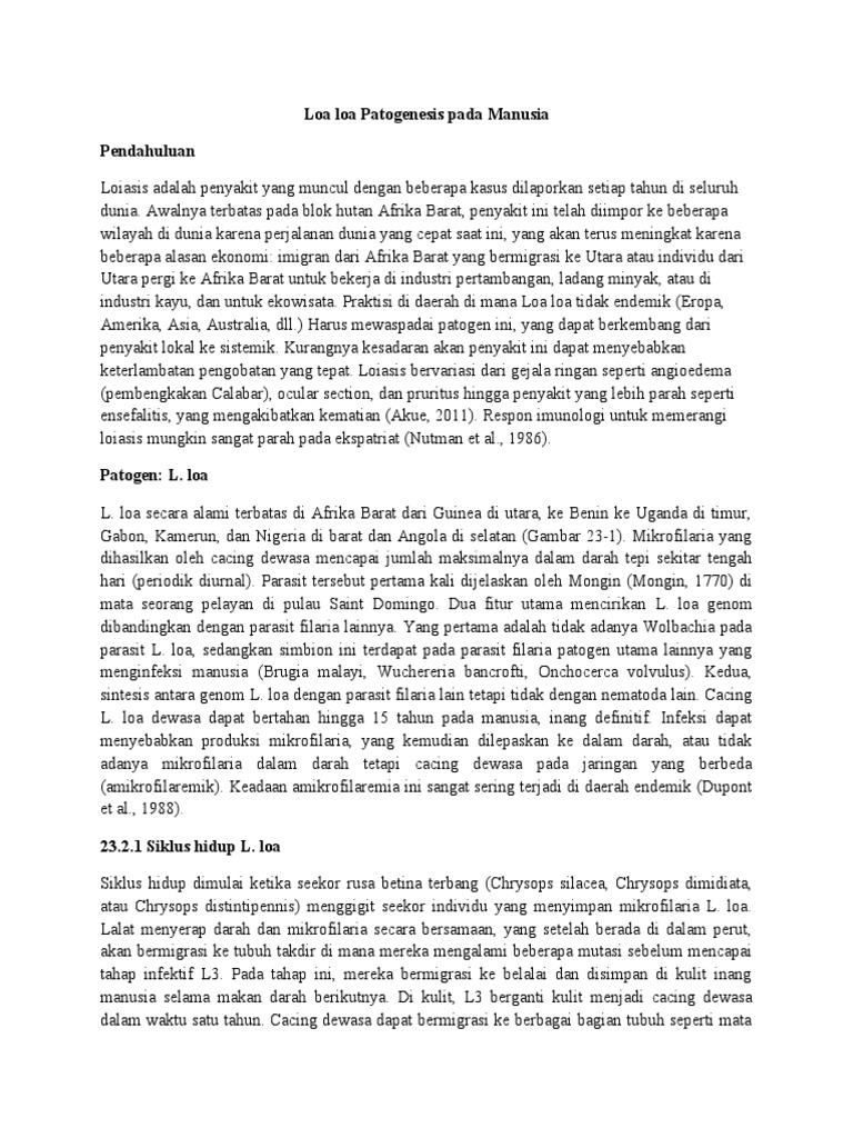 Loa Loa Patogenesis Pada Manusia | PDF