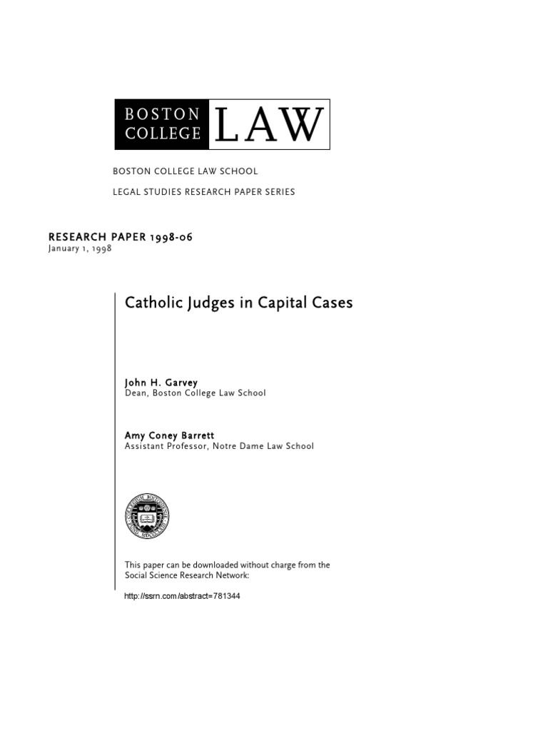 Catholic Judges in Capital Cases by Amy Coney Barrett | PDF | Justice ...