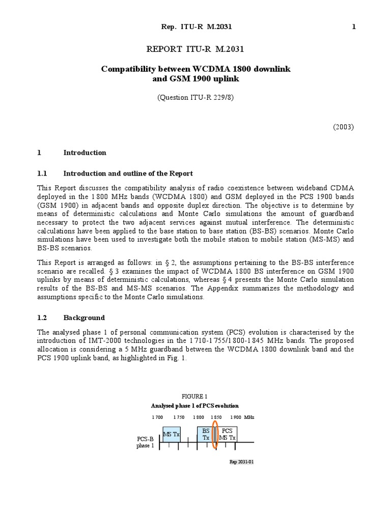 Compatibility Between WCDMA 1800 Downlink | PDF | Gsm | Cellular Network
