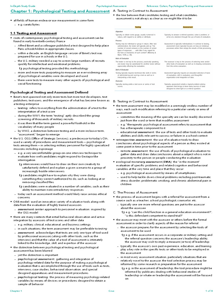 Psychological Assessment Chapter 1 - Psychological Testing and ...