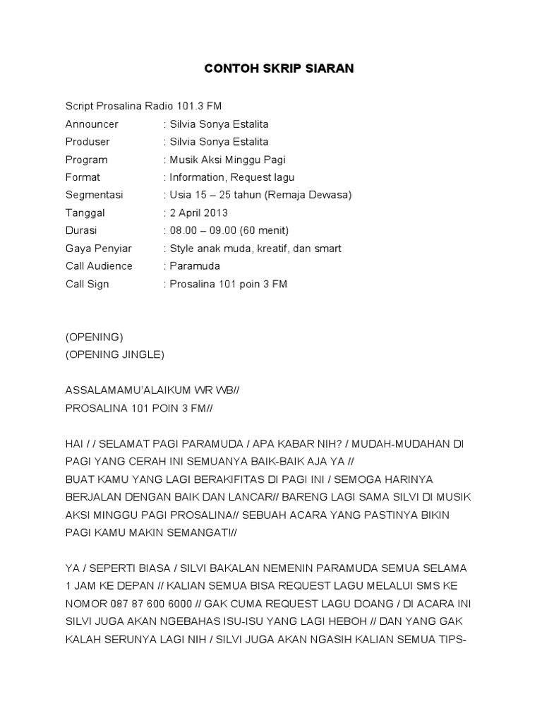 Contoh Naskah Siaran | PDF