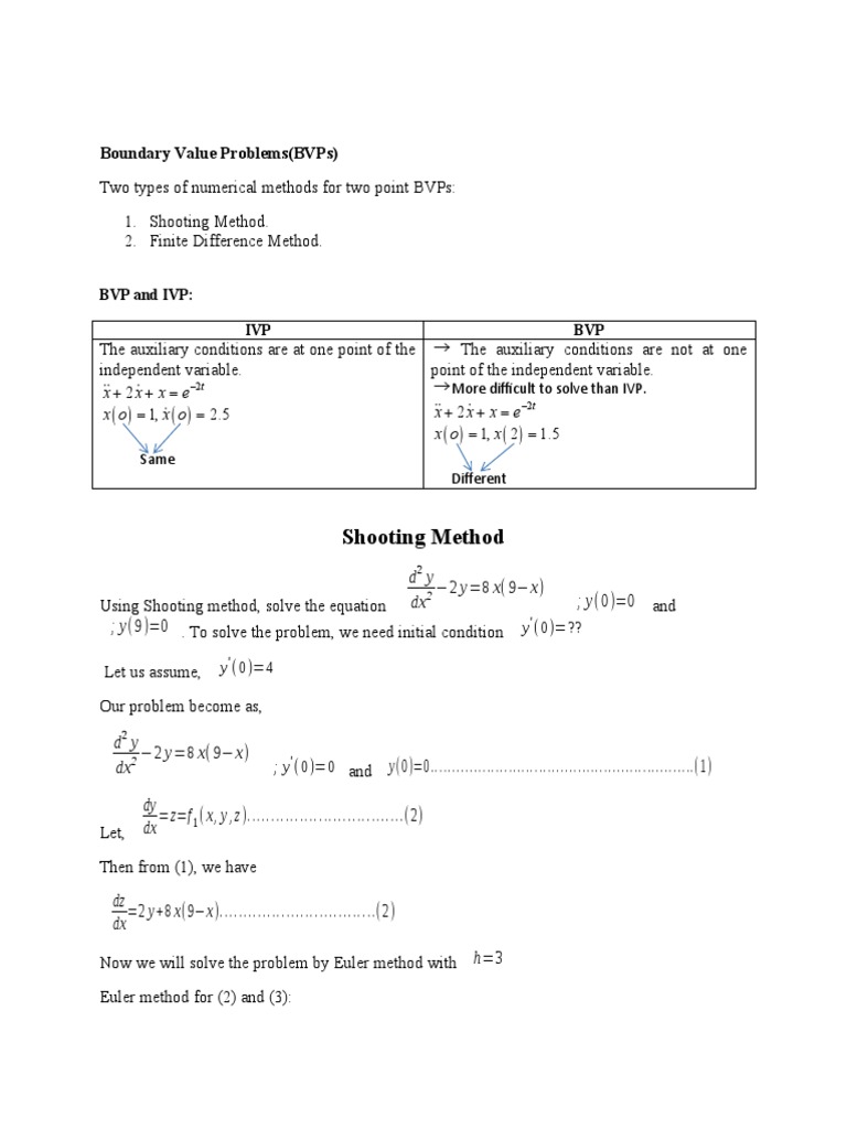 Shooting Method: Boundary Value Problems (BVPS) | PDF | Applied Mathematics | Theoretical ...