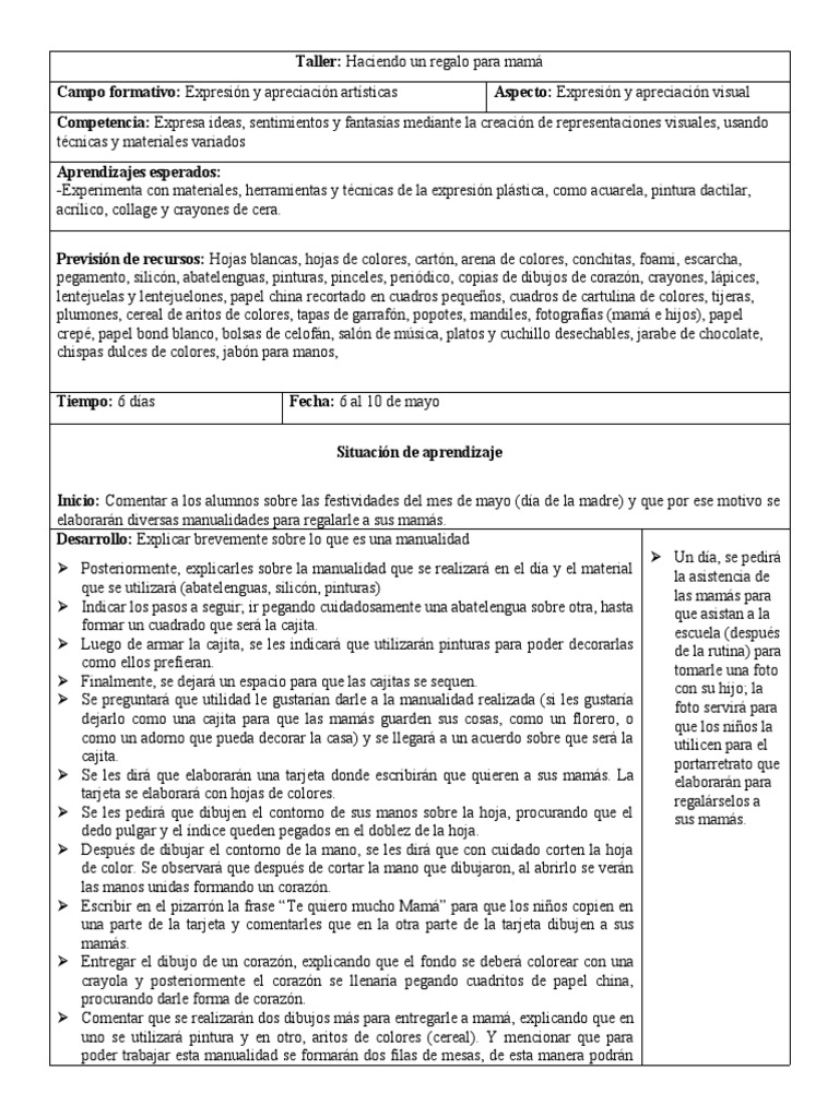 Un Regalo Para Mamá Pdf Pinturas Papel