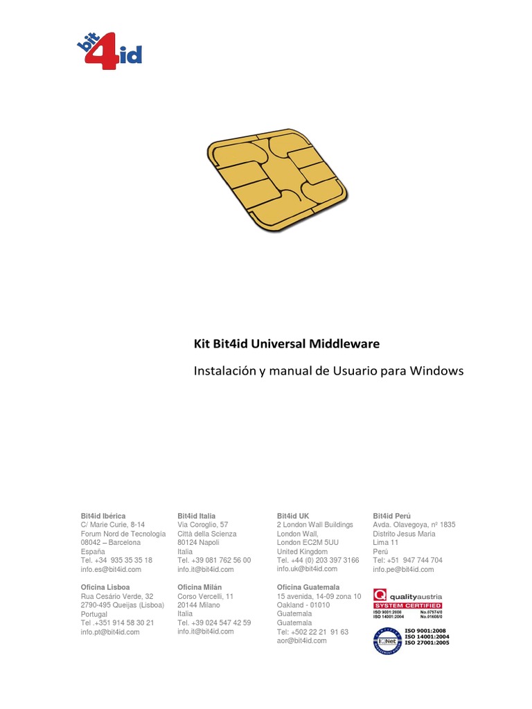 Instalación Kit Bit4id Middleware Windows | PDF | Tecnología de ...