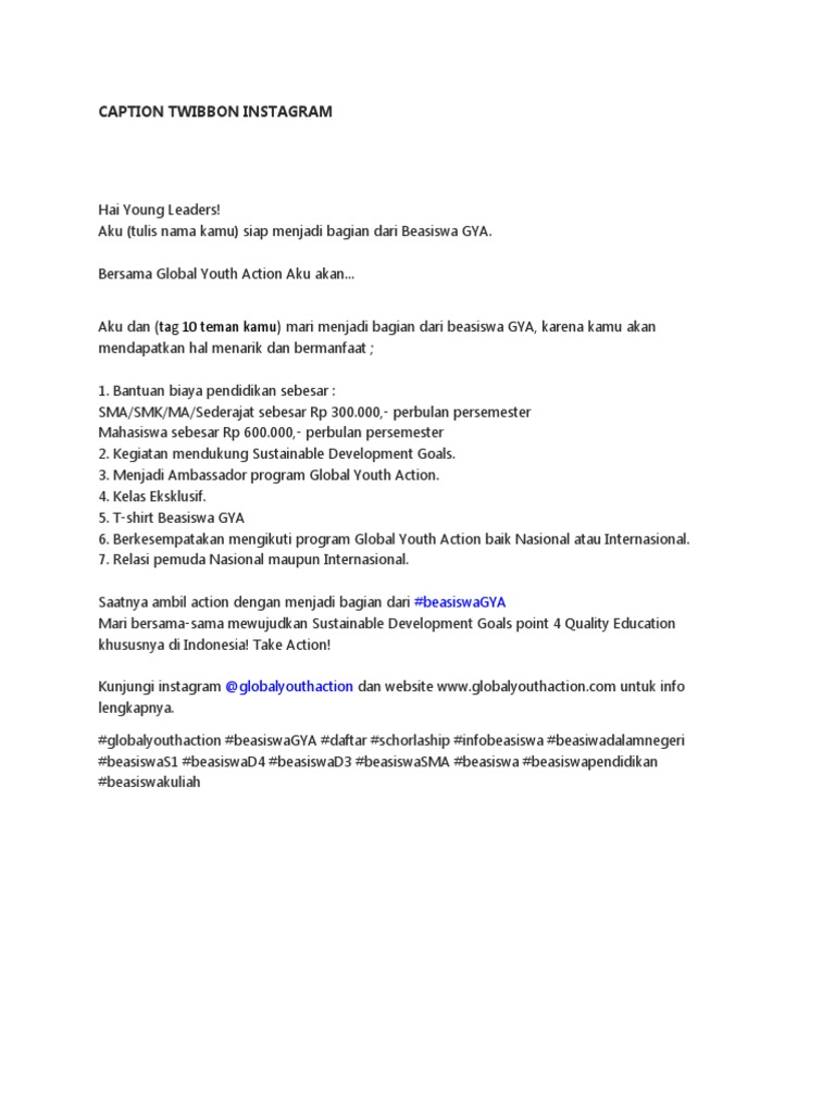 CAPTION Twibbon IG Dan Share Grup WA | PDF