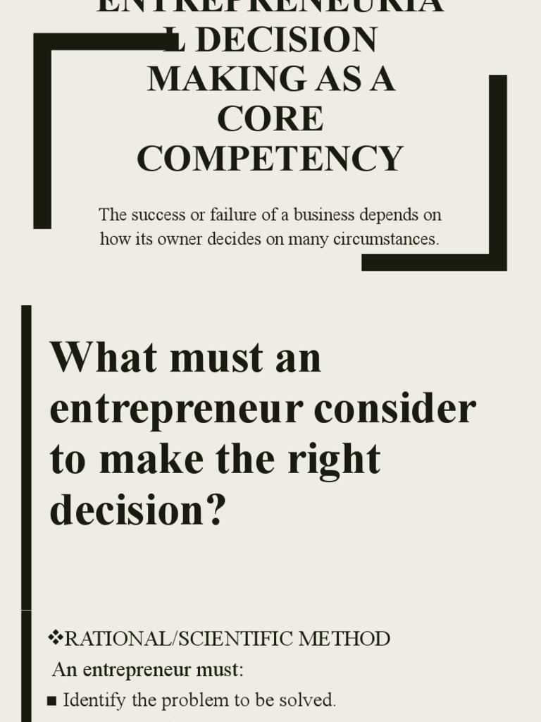 Entrepreneurial Decision Making | PDF