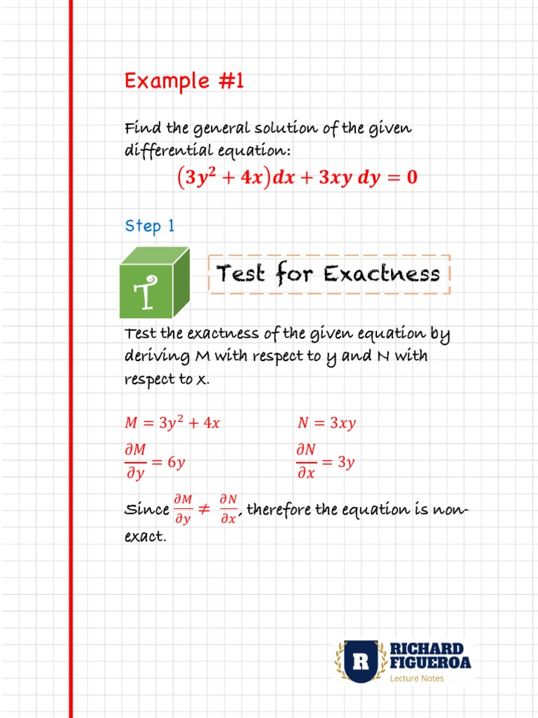 L5 Examples - Non-Exact Differential Equations | PDF | Equations ...