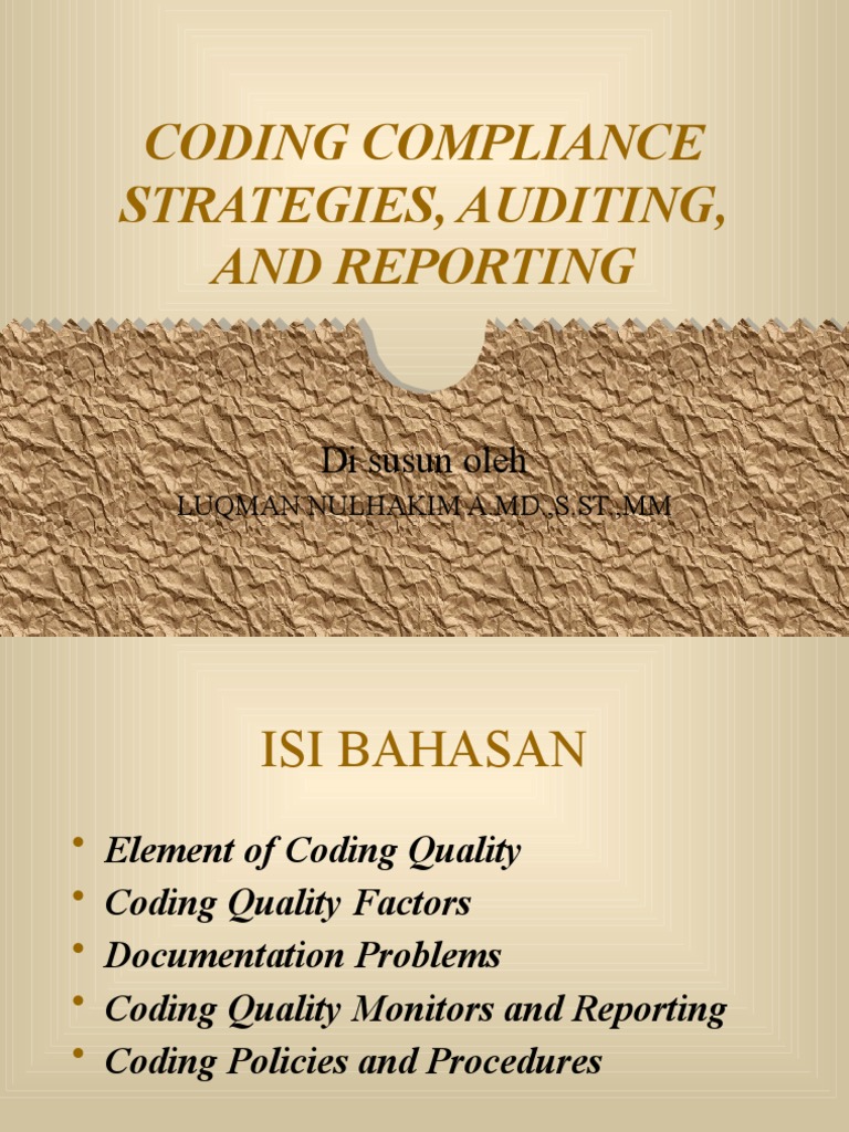 P5 Coding Compliance Strategies, Auditing, and Reporting | PDF | Bisnis ...