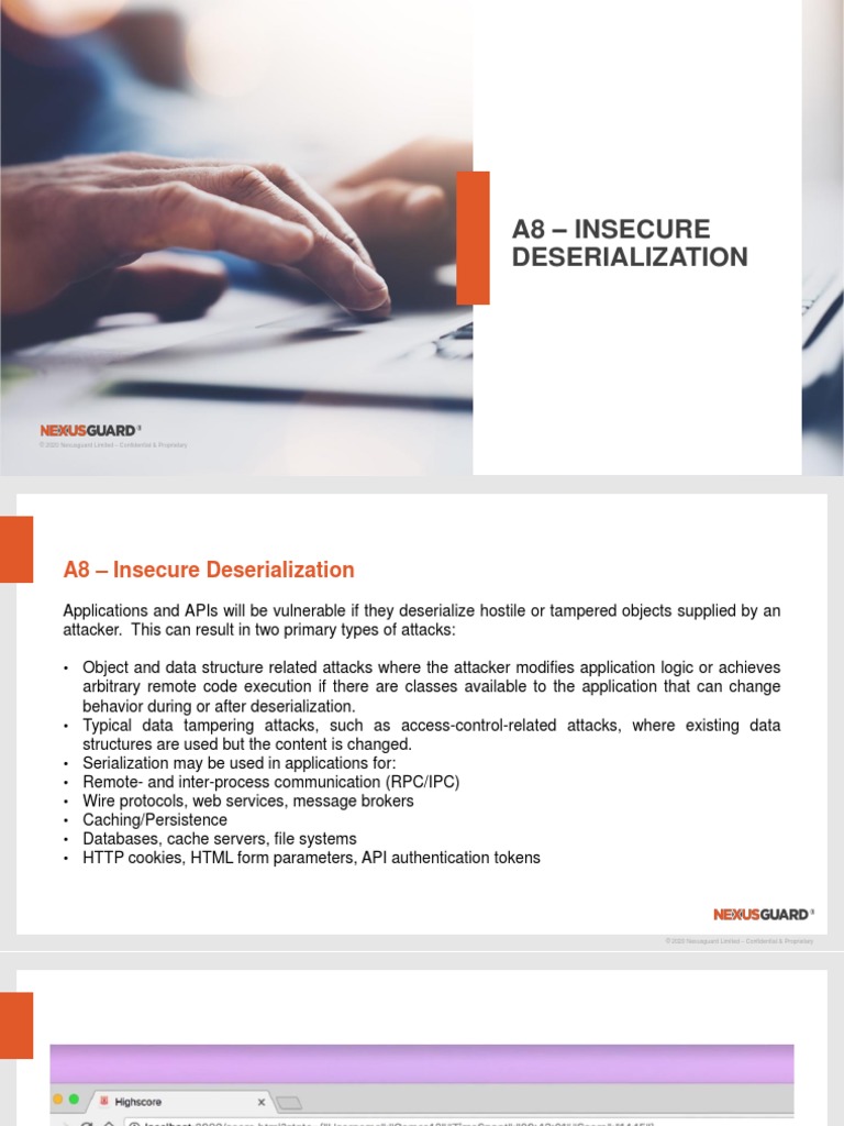 A8 - Insecure Deserialization: © 2020 Nexusguard Limited - Confidential & Proprietary | PDF ...