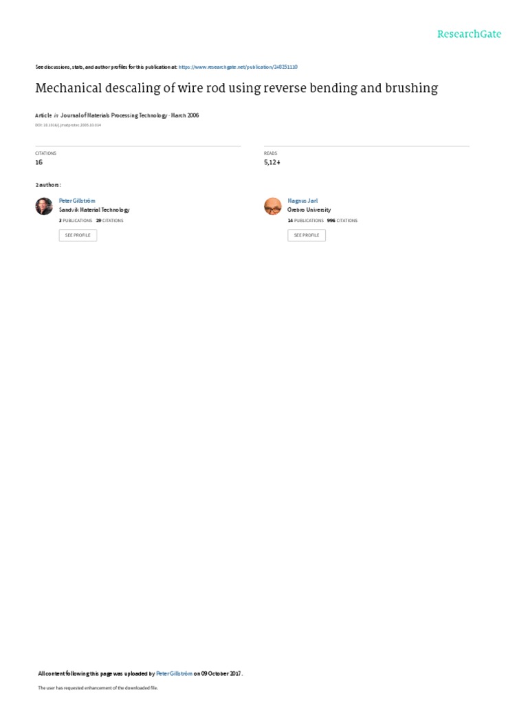 Mechanical Descaling of Wire Rod Using Reverse Bending and Brushing ...