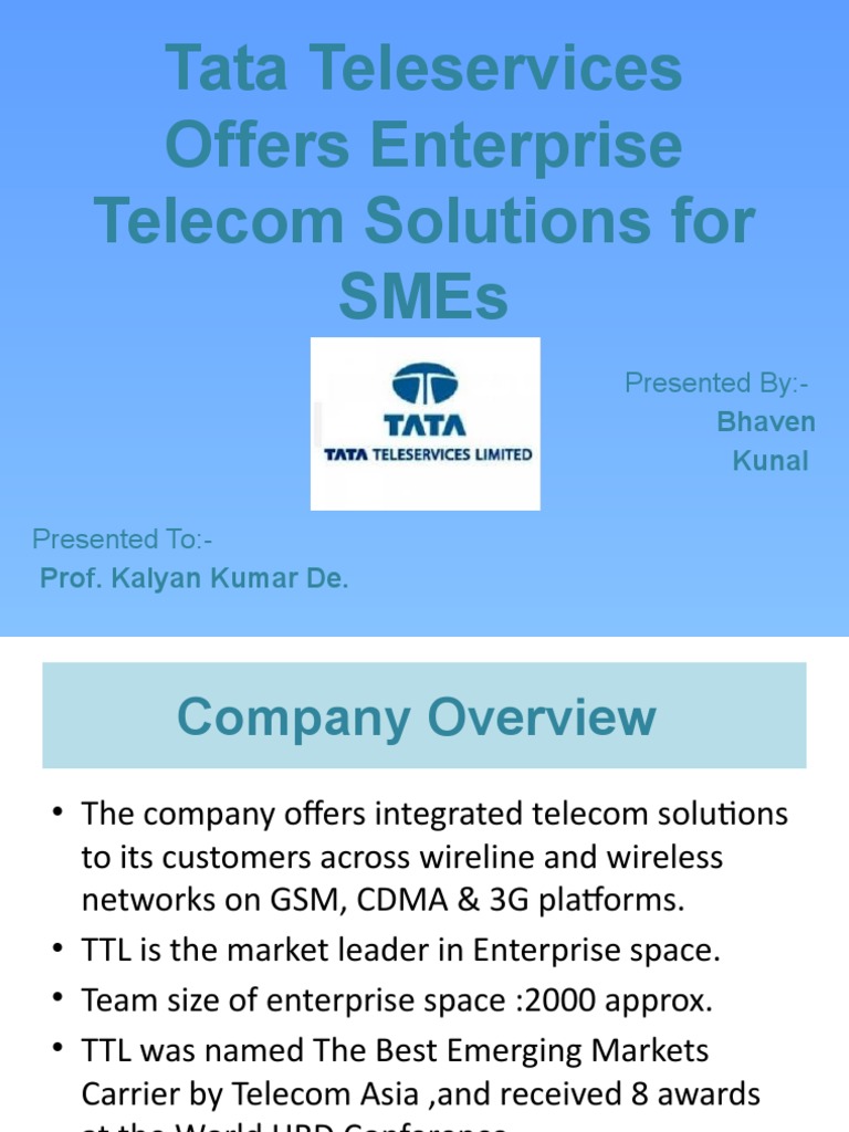 Tata Teleservices: SME Telecom Solutions | PDF