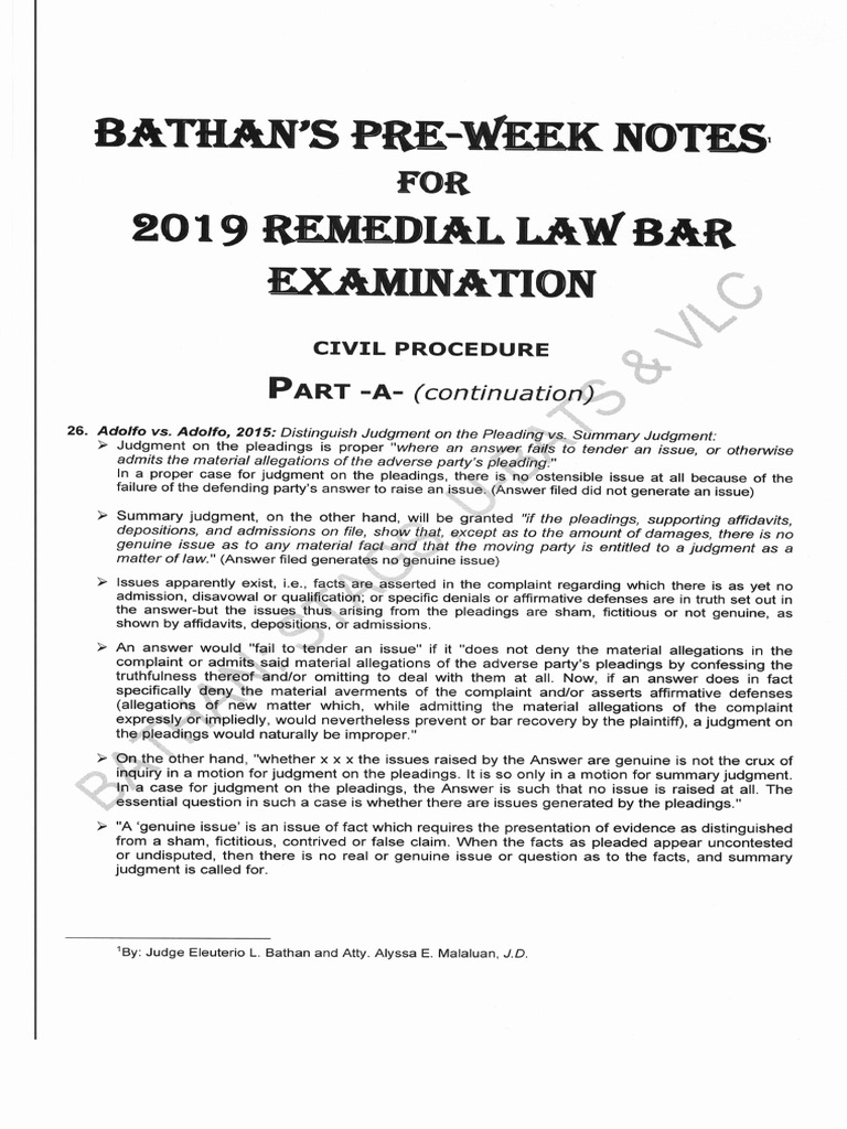 Judge Bathan - Remedial Law Part 1 (Cont.) PDF | PDF