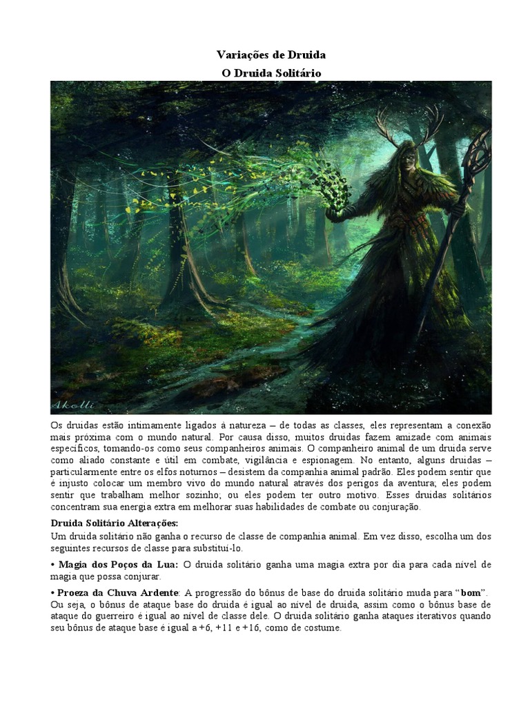 Variações de Druidas: Companheiros, Formas e Totens | PDF | Elfos ...