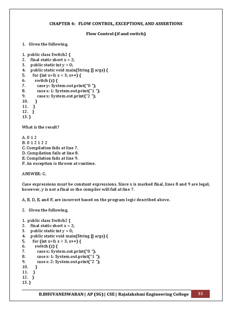 04 Flow Control Exceptions And Assertions Pdf Pdf Control Flow Computer Programming