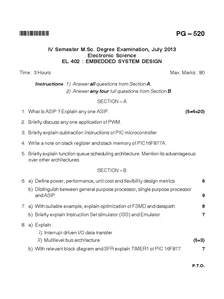 Embedded System Design QPs | PDF | Embedded System | Central Processing Unit