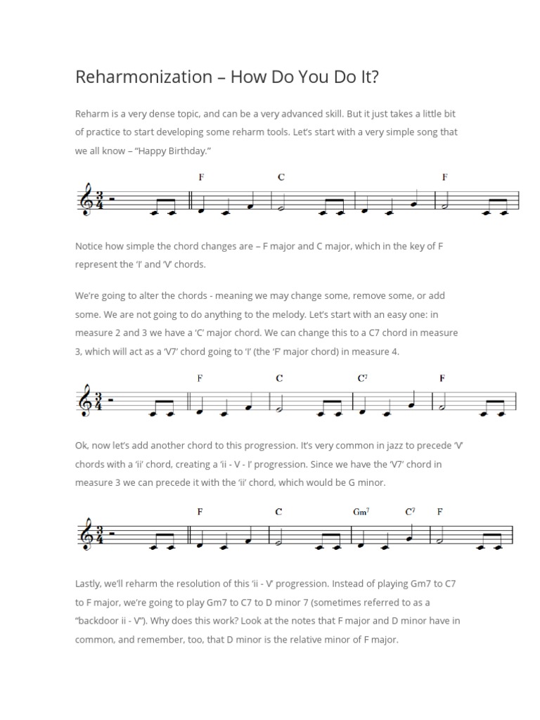 Reharmonization Happy Birthday | PDF