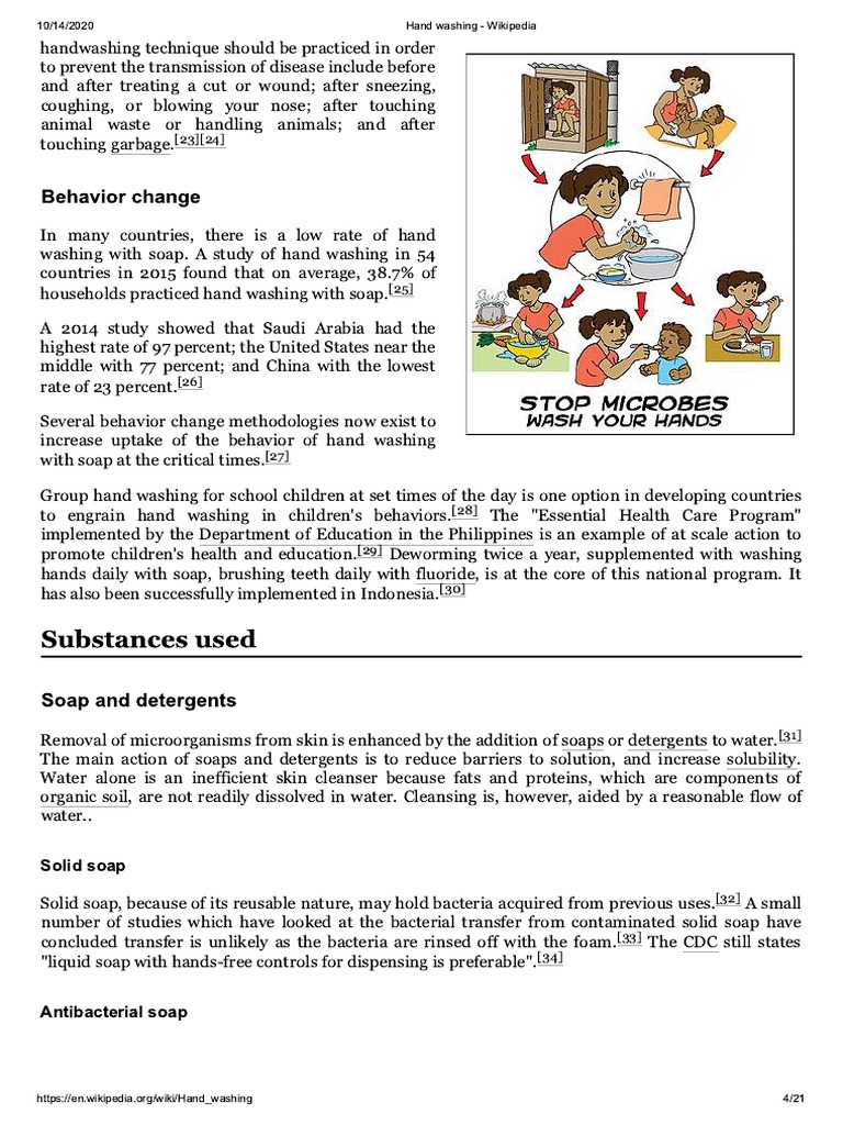 Hand Washing - Wikipedia 4 | PDF