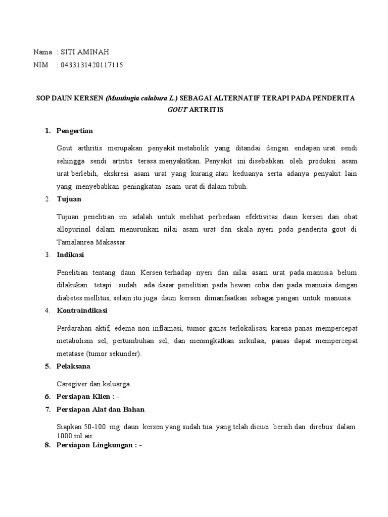 Sop Terapi Komplementer (Siti Aminah) | PDF