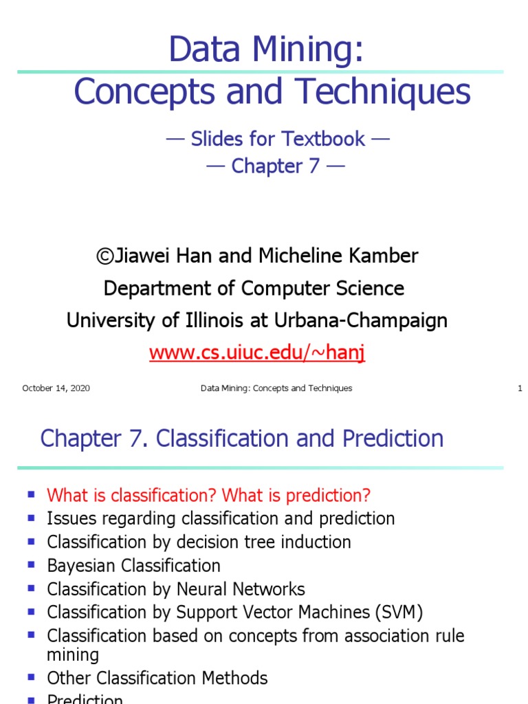 Data Mining: Concepts and Techniques: - Slides For Textbook - Chapter 7 | PDF | Statistical ...
