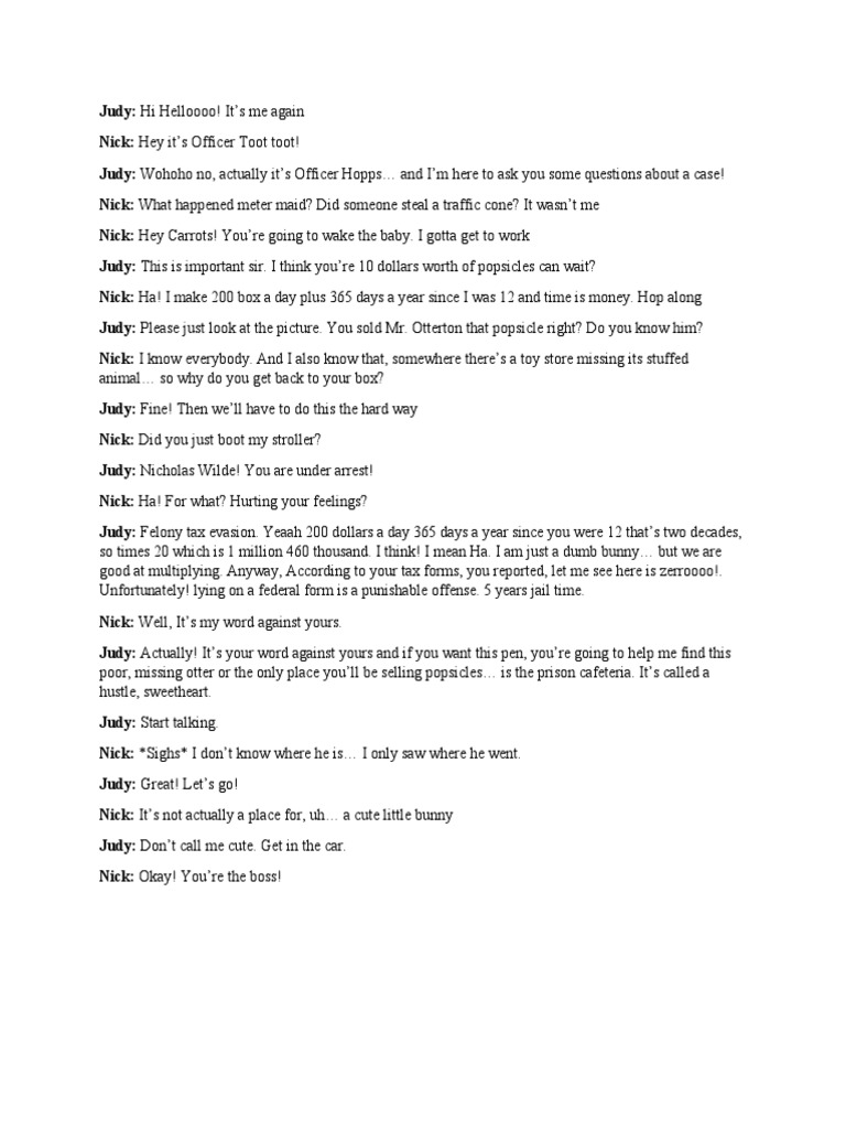 Zootopia Script | PDF