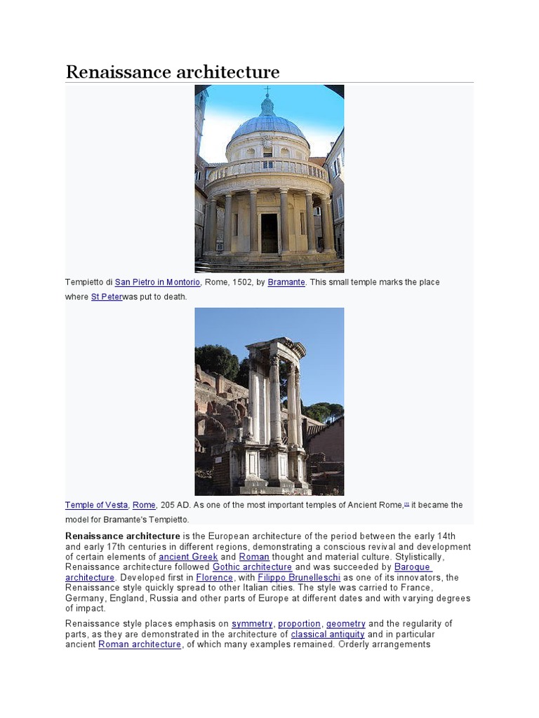 Renaissance Architecture Wikipedia | PDF | Renaissance | Dome