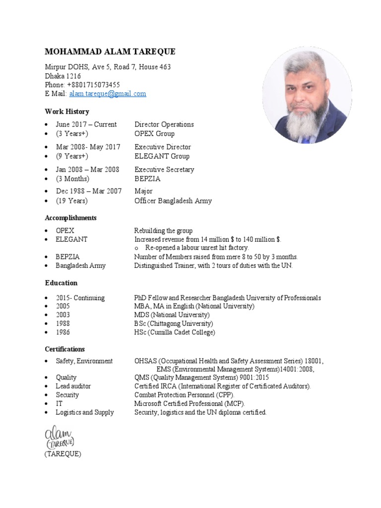 Resume Mohammad Alam Tareque | PDF