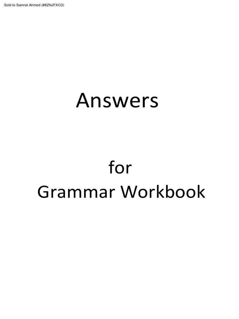 Workbook Answers For Grammar E-Book | PDF