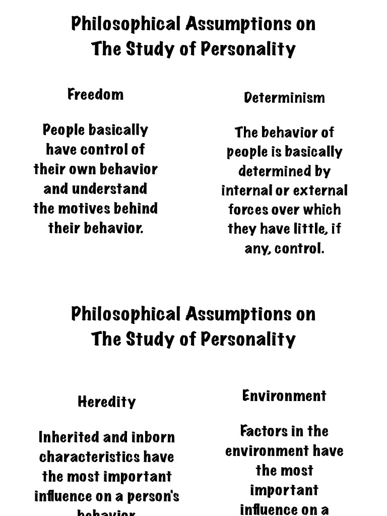 Philosophical Assumptions in Personality | PDF | Career & Growth | Self ...