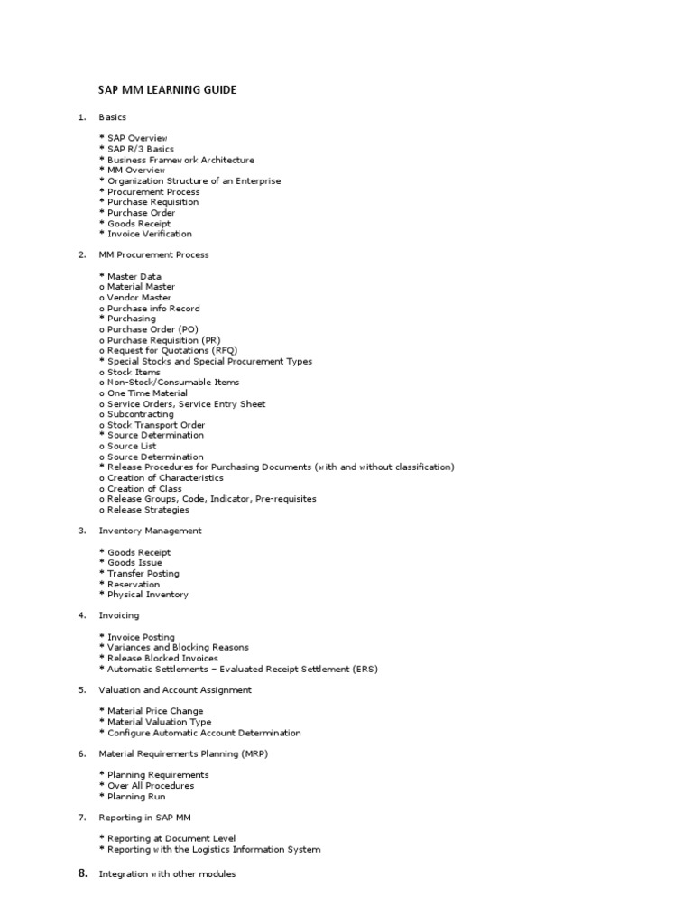 Sap MM Learning Guide | PDF